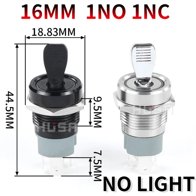 16MM Self-locking ON-OFF Slide Power High Current Metal Toggle Switch ...