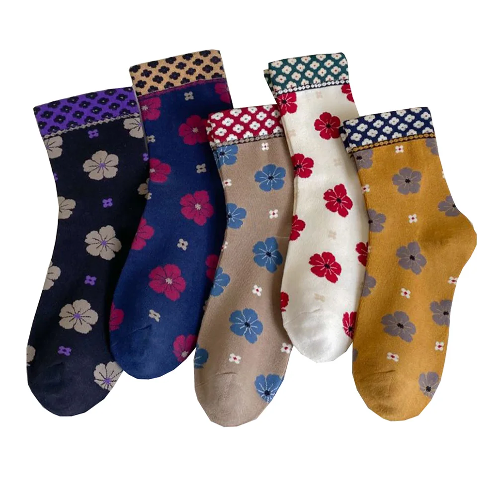 Autumn-Winter-Long-Women-Socks-Cute-Flower-Print-Designer-Brand-Socks ...