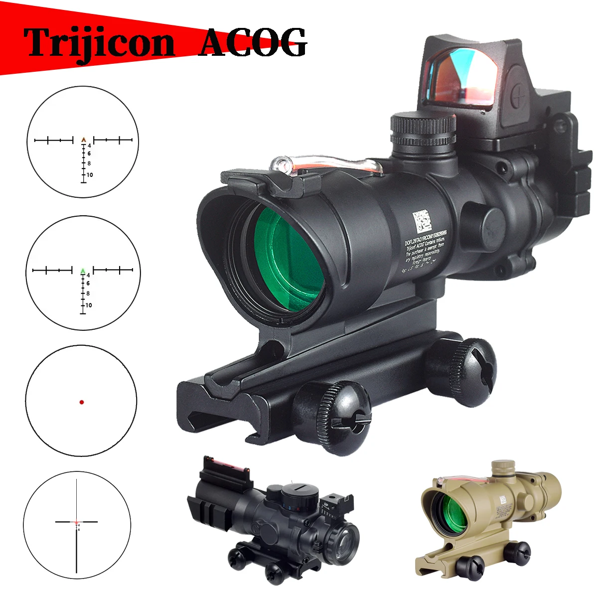 Tactical-Red-Green-Dot-Sight-RMR-ACOG-4X32-1x32-Real-Fiber-Optic ...