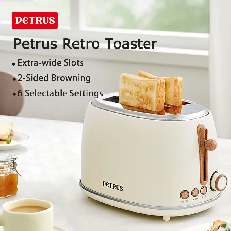 Petrus-Retro-Bread-Toaster-Extra-Wide-Slots-with-6-levels-3-Functions ...