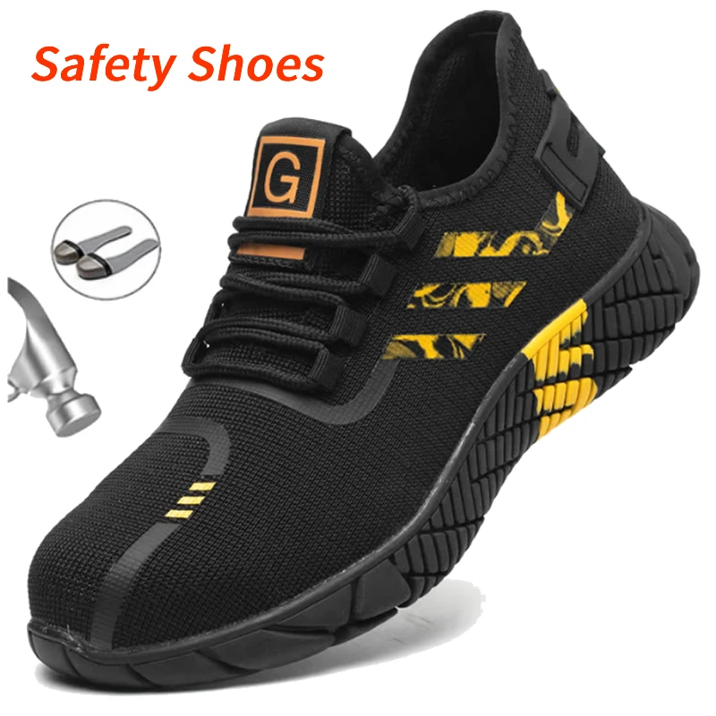 Work Sneakers Men Safety Shoes Construction Steel Toe Work Shoes Safety ...