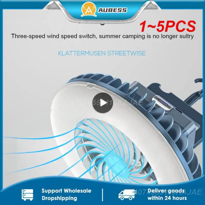 1-5PCS-2in1-LED-Tent-Fan-Waterproof-Rechargeable-Camping-Fan-Ceiling ...