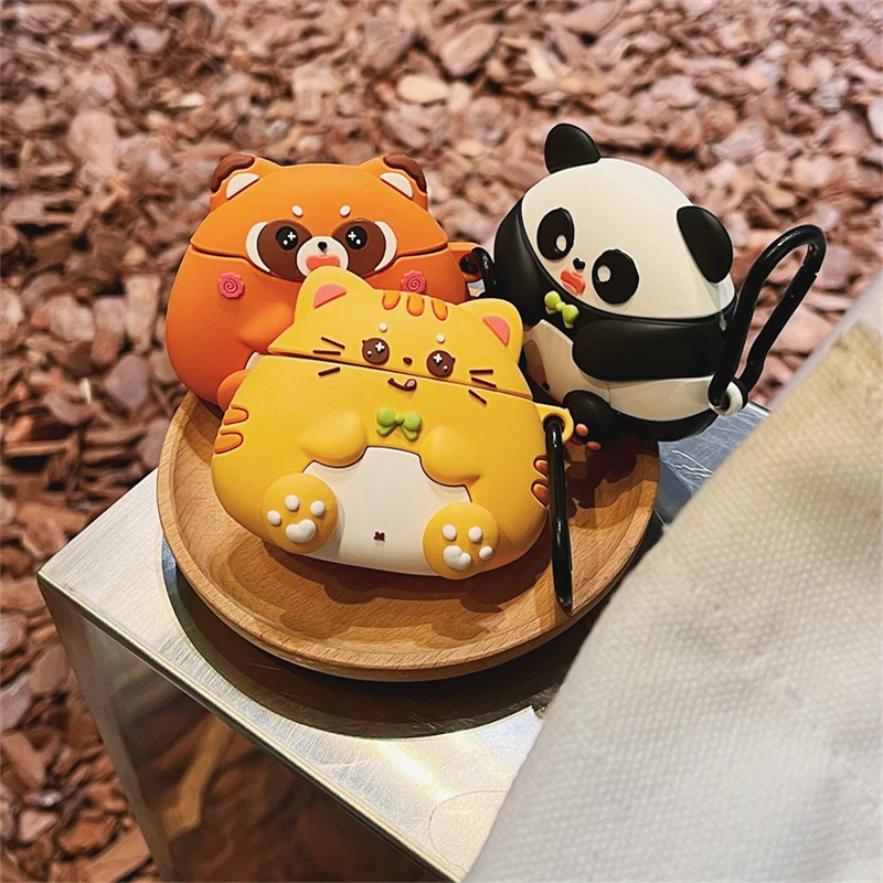 Disney Cute 3D Panda Leopard Cat Ginger Cat For Apple Airpods 1 2 3 ...