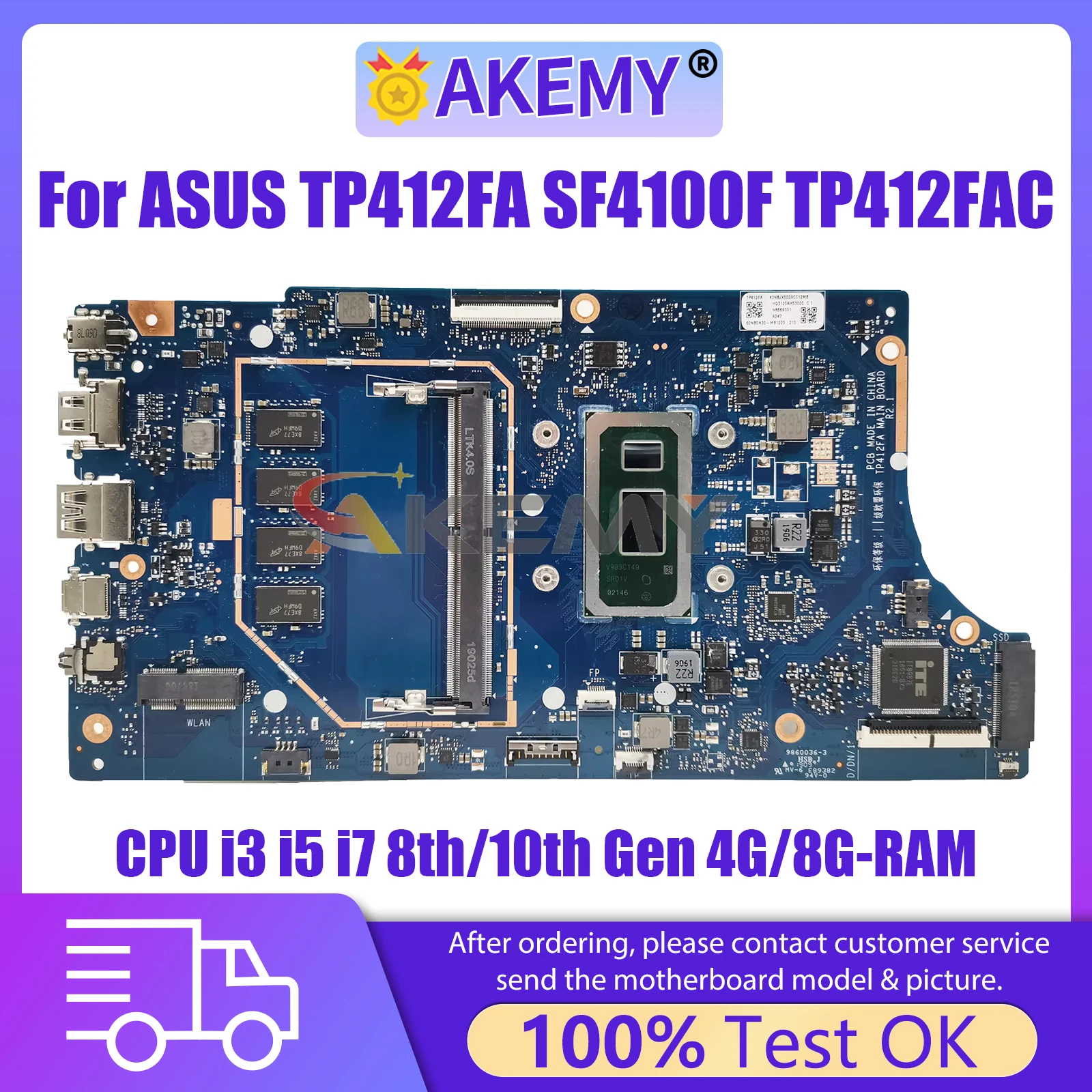 AKEMY TP412FA Mainboard For ASUS Vivobook Flip 14 TP412F SF4100F ...