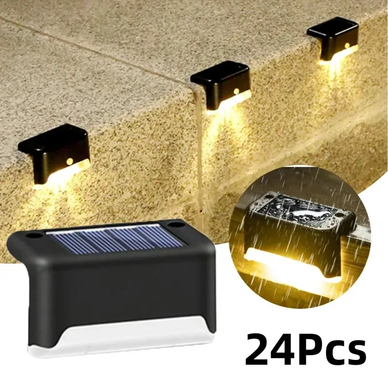 Solar Deck Lights 24 Pack Outdoor Step Lights Waterproof Led Solar ...