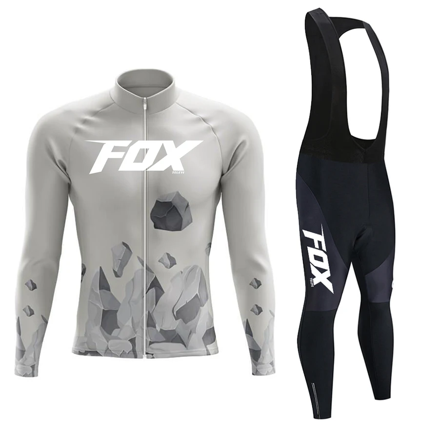2023-FOX-TELEYI-Team-Cycling-Jersey-Sets-Long-Sleeve-MTB-Bike-Clothes ...