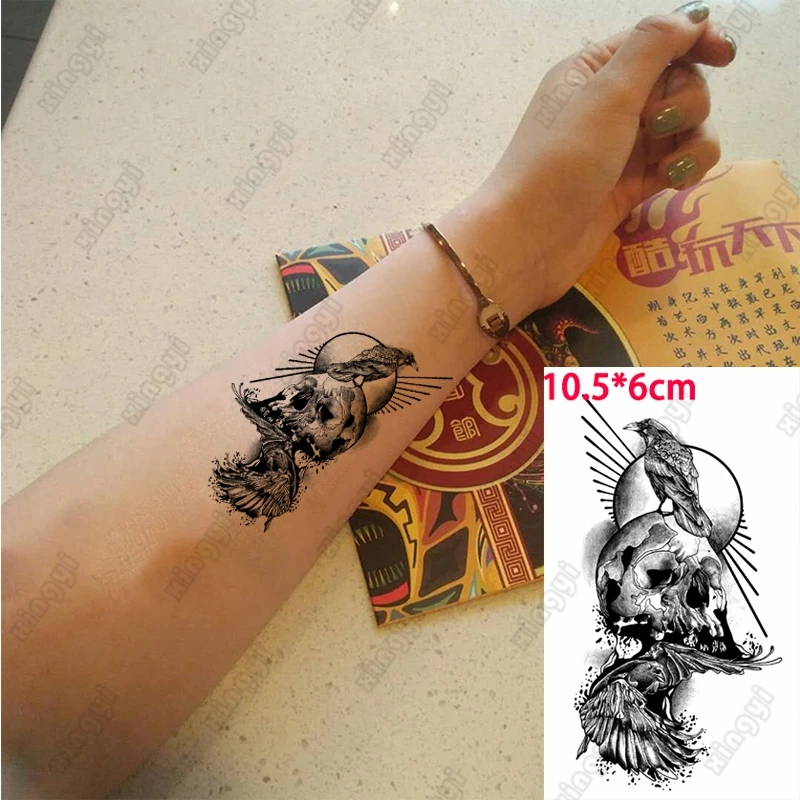 Cool-Tattoos-for-Hand-Leg-Tattoo-Sticker-Black-Crow-Skeleton-Fake-Tatoo ...