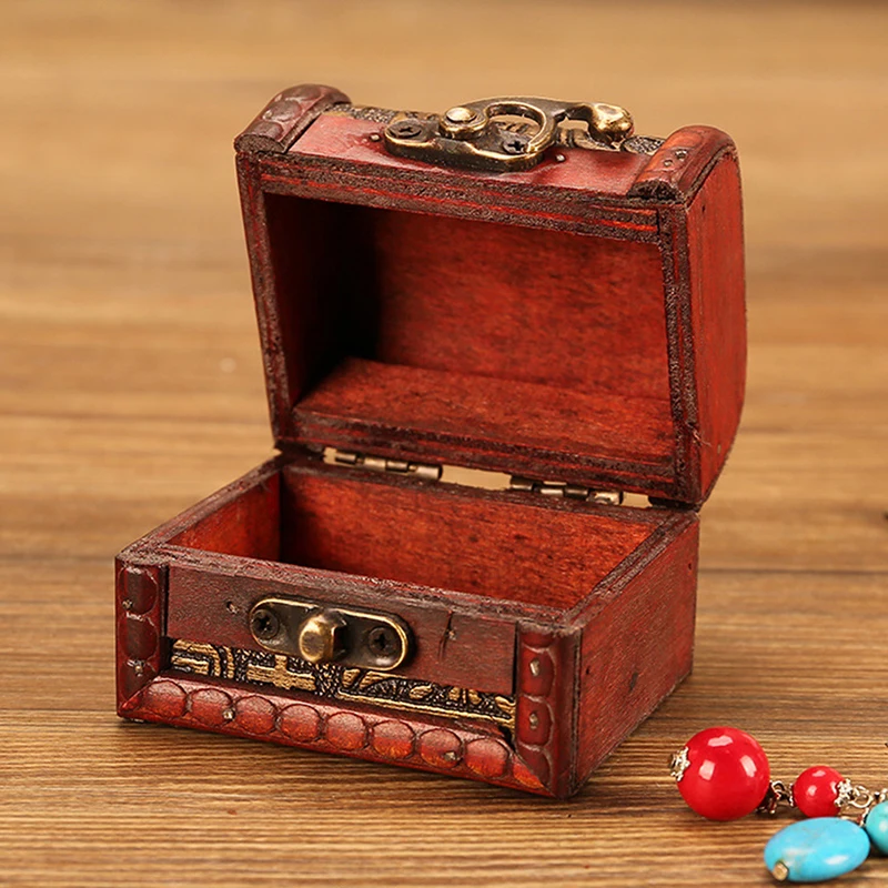1PC-Antique-Mini-Wood-Treasure-Chest-Storage-Box-Jewelry-Organizer-Box ...