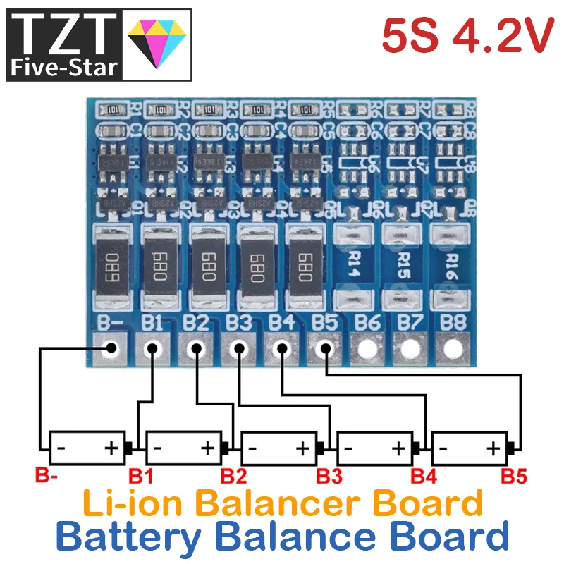 TZT-5S-4-2v-li-ion-balancer-board-18650-21V-li-ion-balncing-full-charge ...