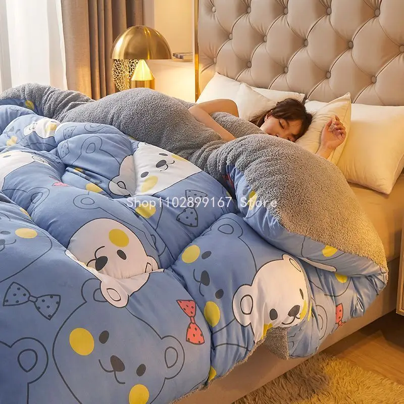 Lamb-cashmere-velvet-Fabric-warm-winter-wool-quilt-thicken-comforter ...