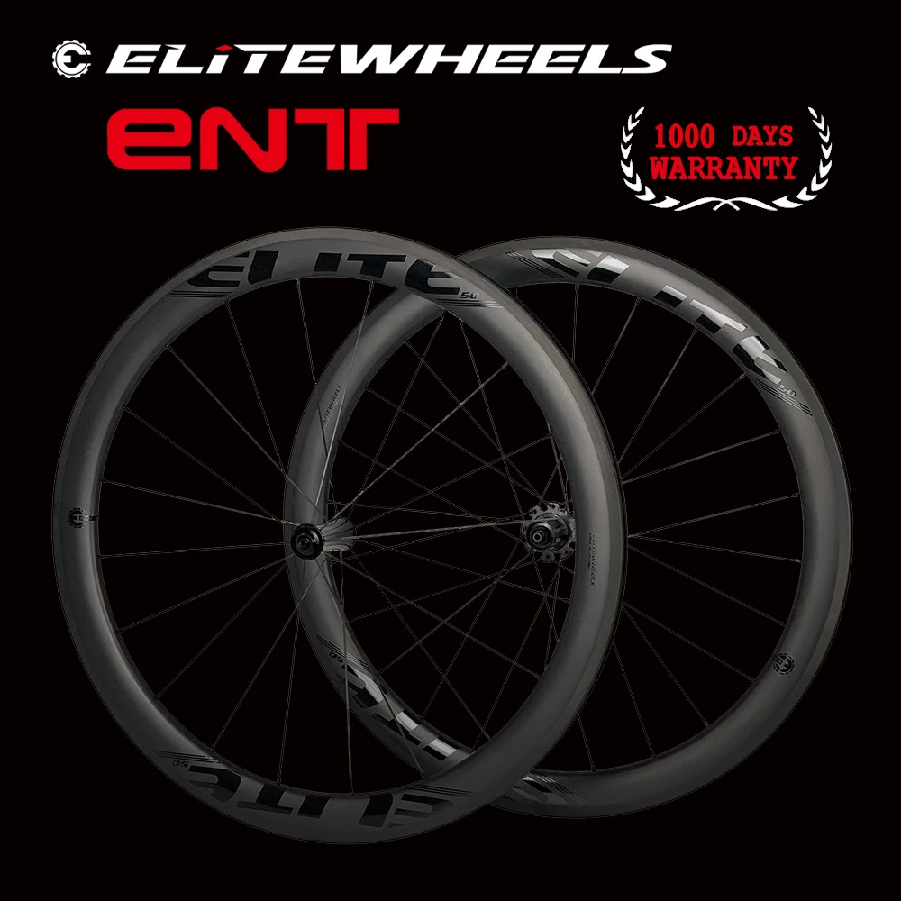 ELITEWHEELS 700c Road Bike Carbon Wheelset ENT UD Matte Bicycle Wheels Tubeless Ready UCI ...