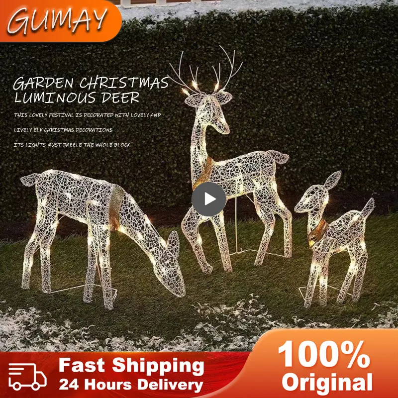 New-Lighted-Deer-Reindeer-Family-Lighted-Deer-Christmas-Decor-With-Led ...