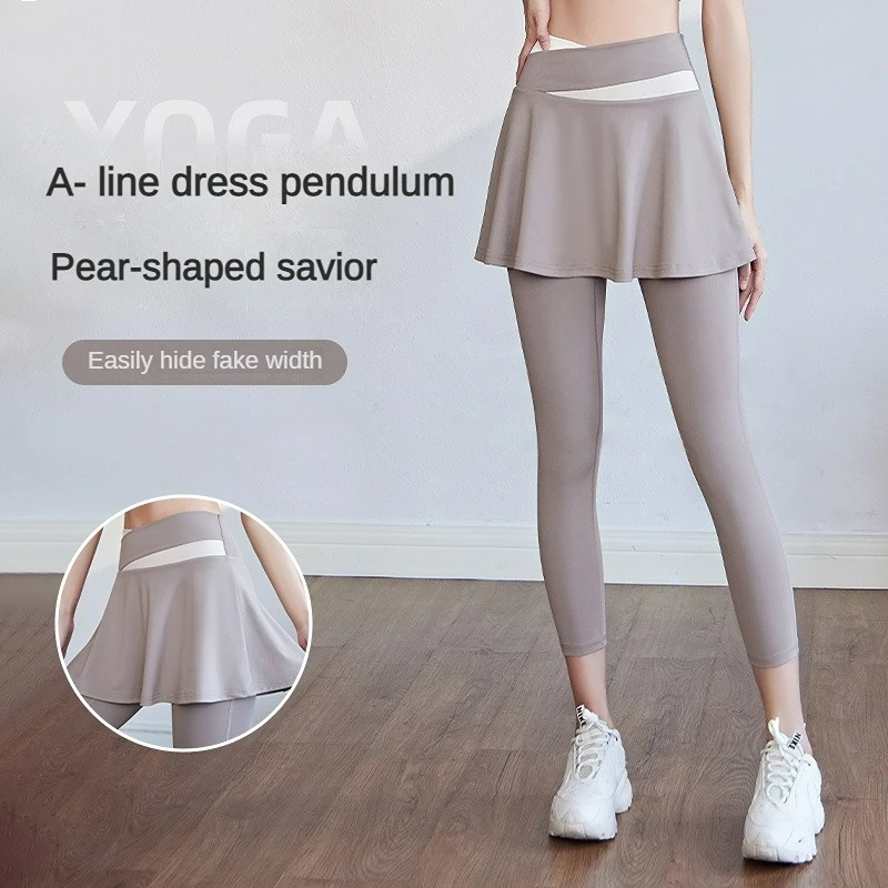 Women Yoga Tenis Skirts High Waist Sports Leggings Fitness Gym Quick-dry Skirt Athletic Running ...