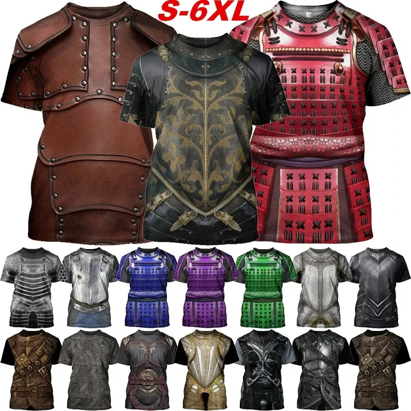 Samurai-Armor-Cosplay-T-shirt-Vintage-3D-Medieval-Knight-Armour-Graphic ...