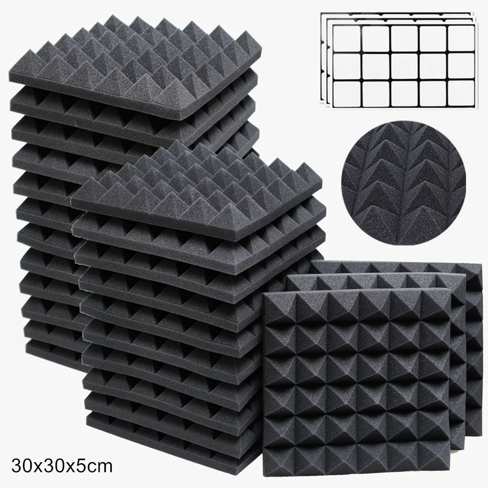 12-24Pcs-30x30x5cm-Studio-Acoustic-Foam-Panel-Sound-Insulation ...