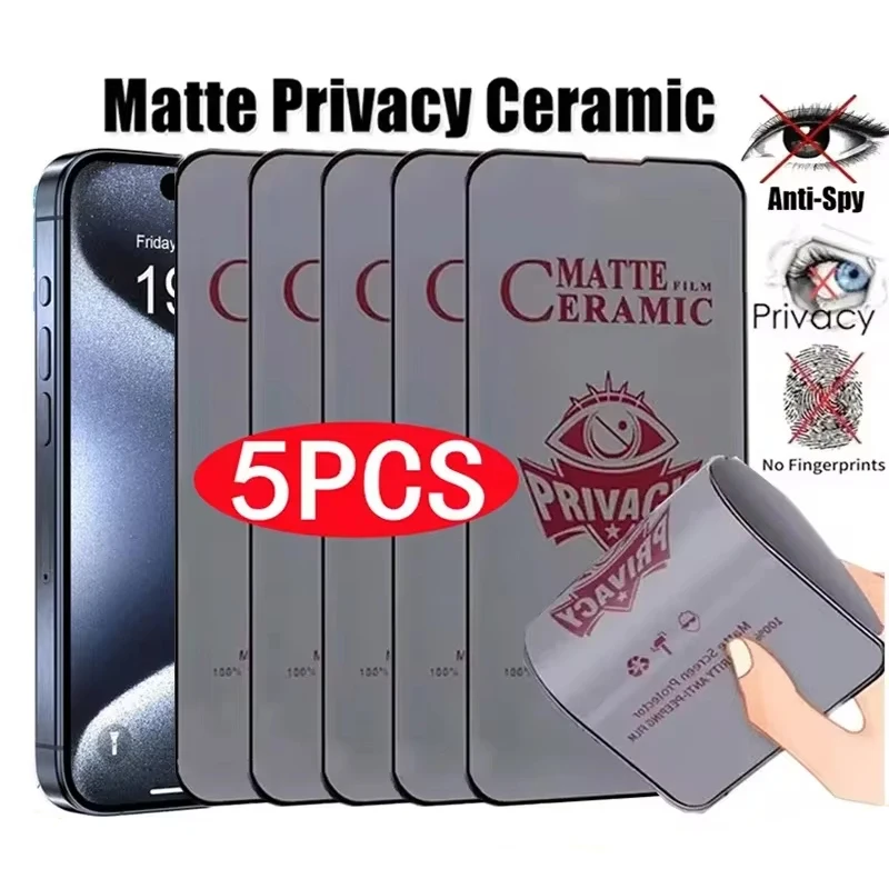 Matte Ceramic Privacy Screen Protector For iPhone 17 Air 16 Pro Max 15 ...
