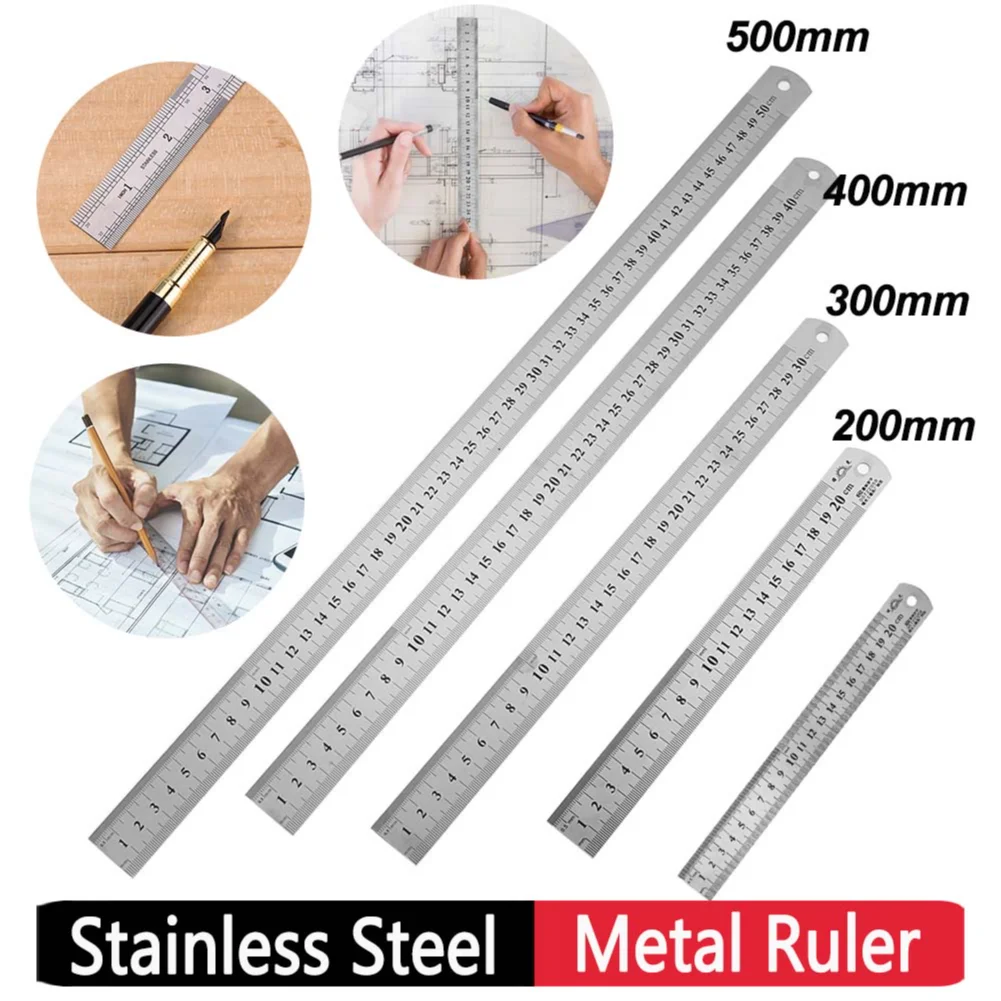 Metal-Ruler-Stainless-Steel-Double-Side-Straight-Ruler-15-20-30-40-50cm ...