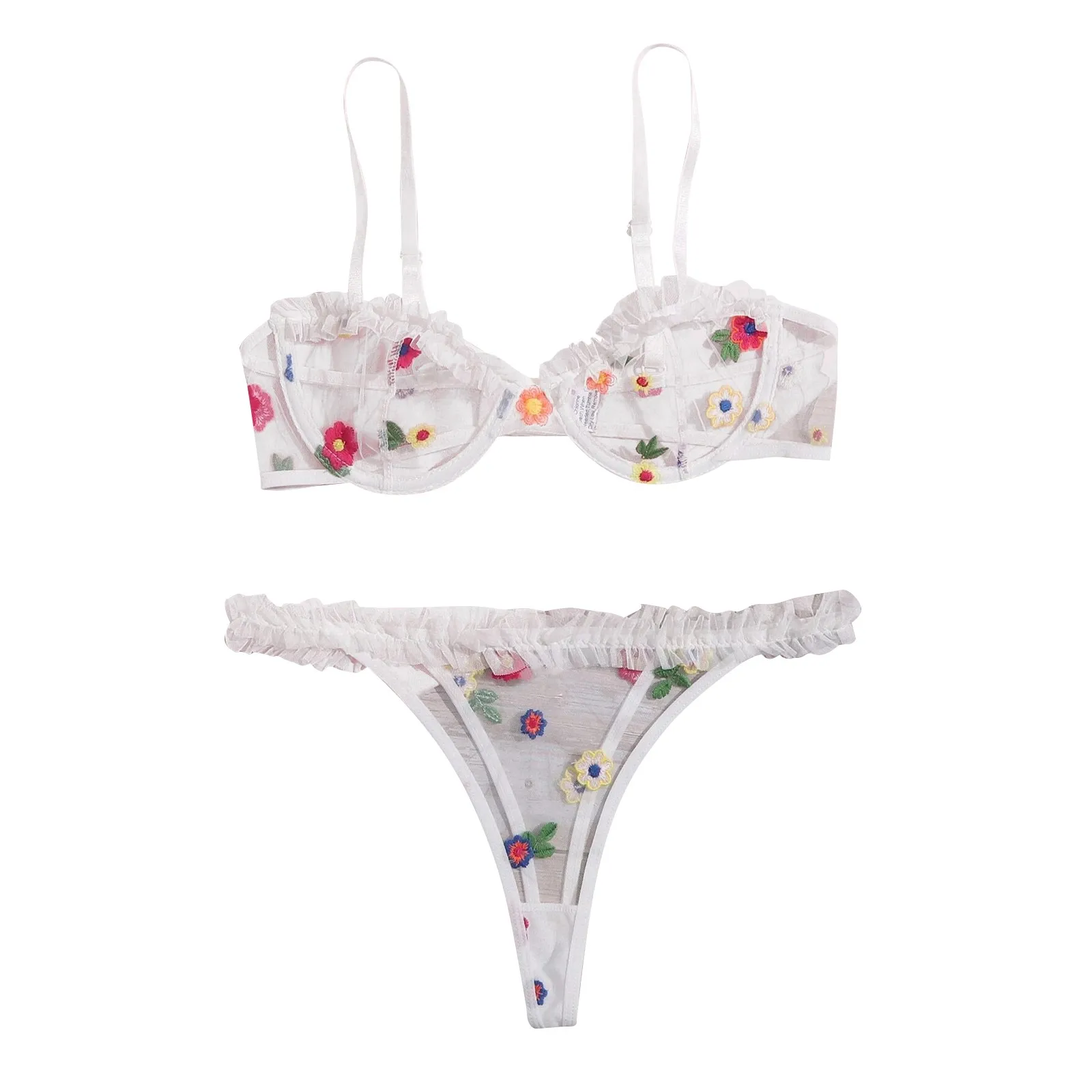Female Underwear Flowers Embroidery Lingerie For Ladies Lingeries Sets ...