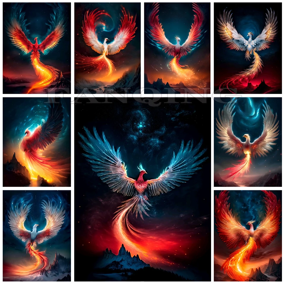 Blue And Red Phoenix Wallpaper