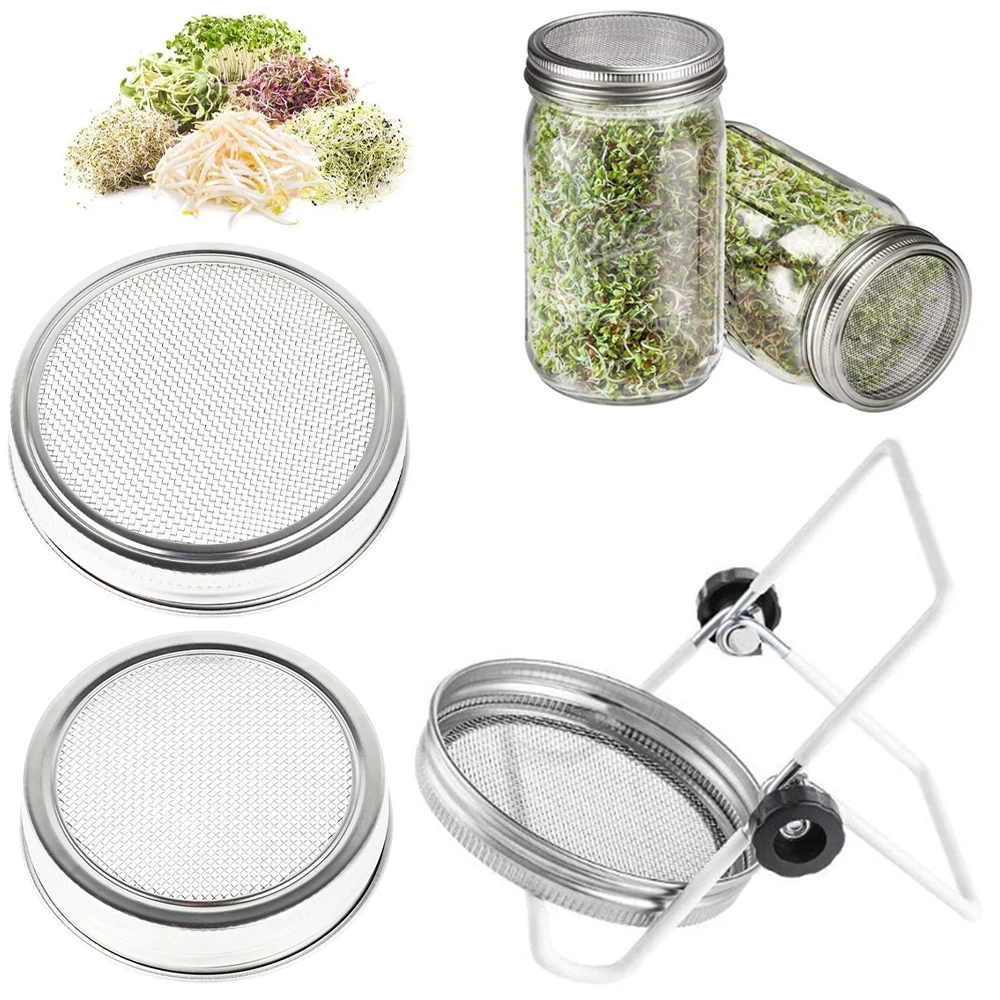 Sprouting Jars with Screen Lids Seed Sprouter Germination Cover Wide ...