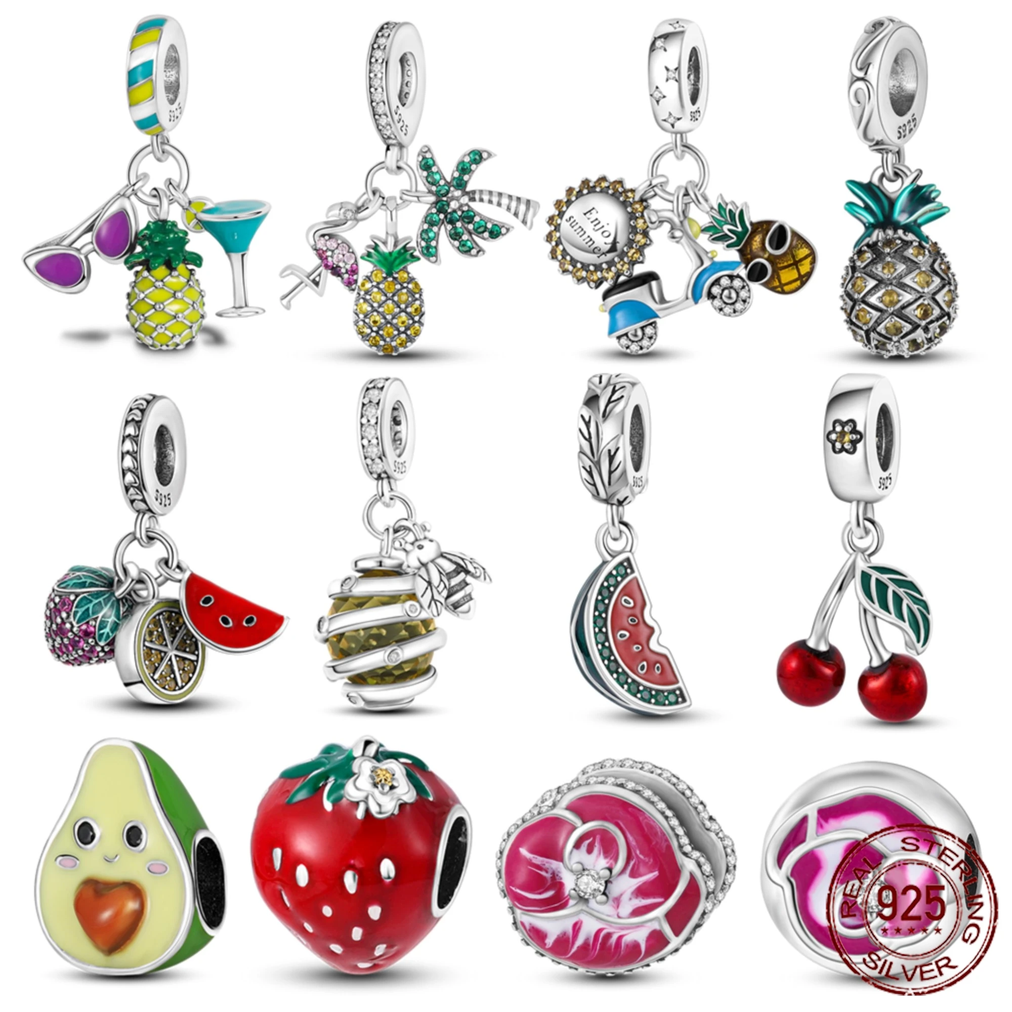 Fit-Original-Pandora-Bracelet-Fruits-Series-Beads-Charms-925-Sterling ...