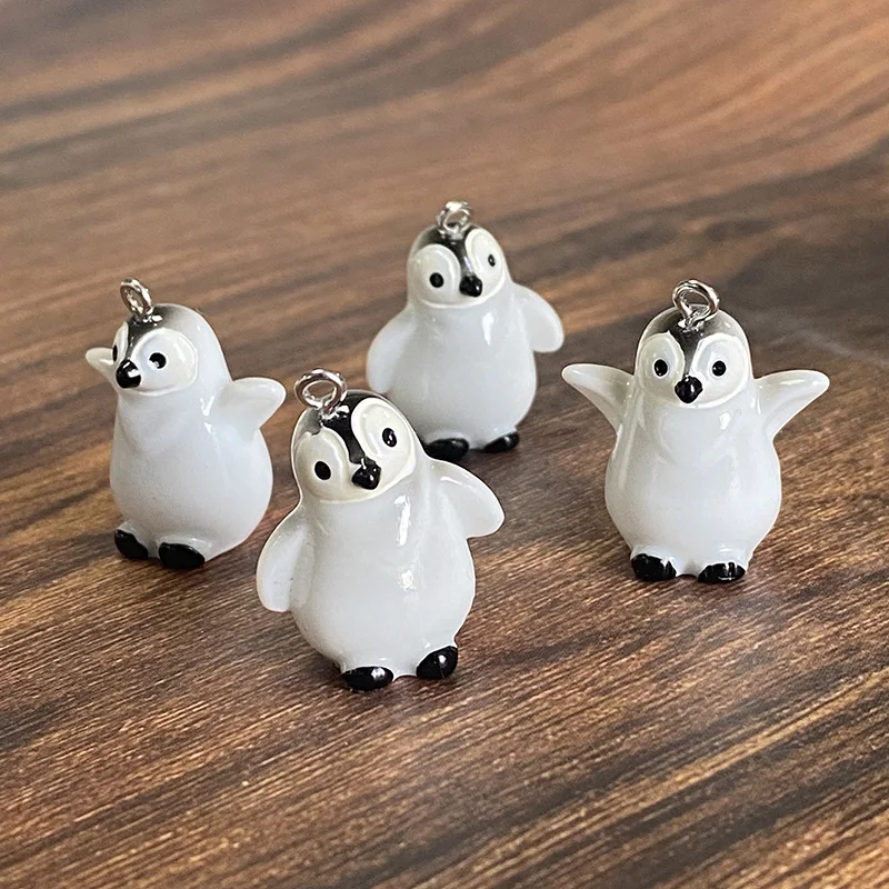 6pcs Kawaii 3D Small Penguin Resin Charms Lovely Miniature Figurine ...