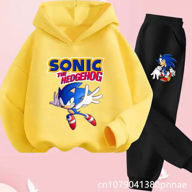 Kawaii Hot Movie Sonic Hoodie Set for Girls Anime Hoodies Pants 2pcs ...