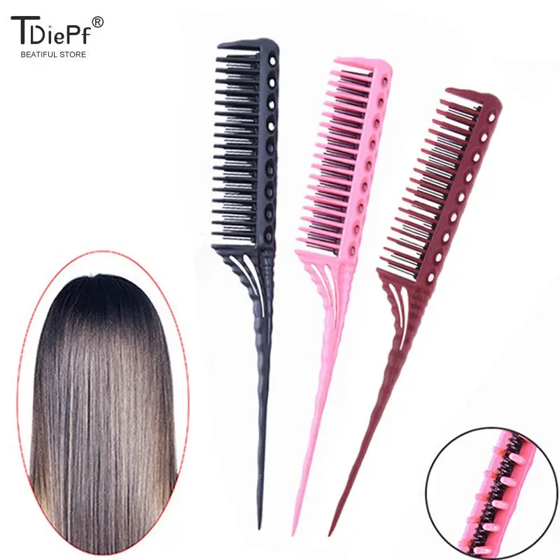 New 3 Row Teeth Teasing Comb Detangling Brush Tail Comb Adding Volume ...