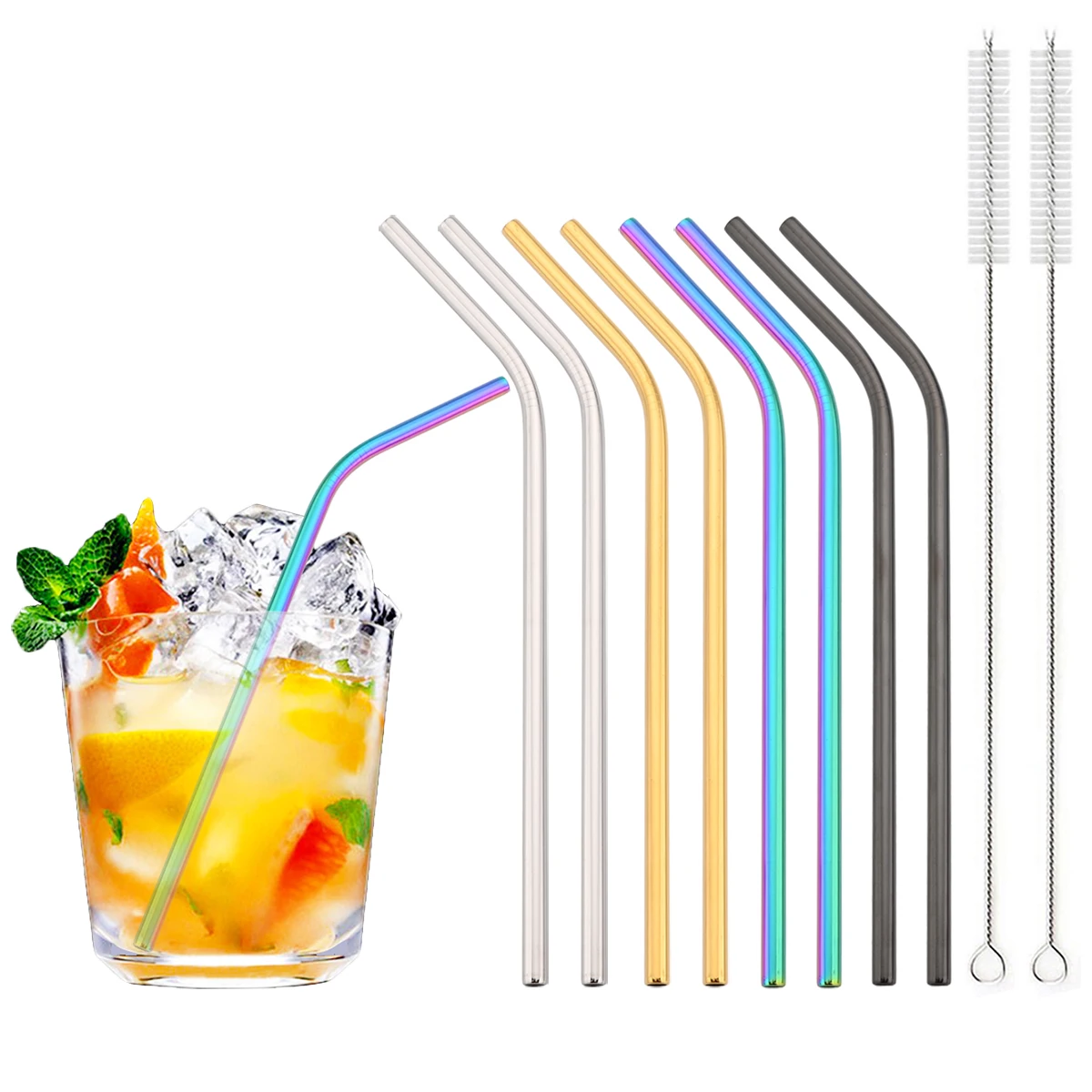 High-Quality-304-Stainless-Steel-Straw-Reusable-Drinking-Straw-Set-with ...