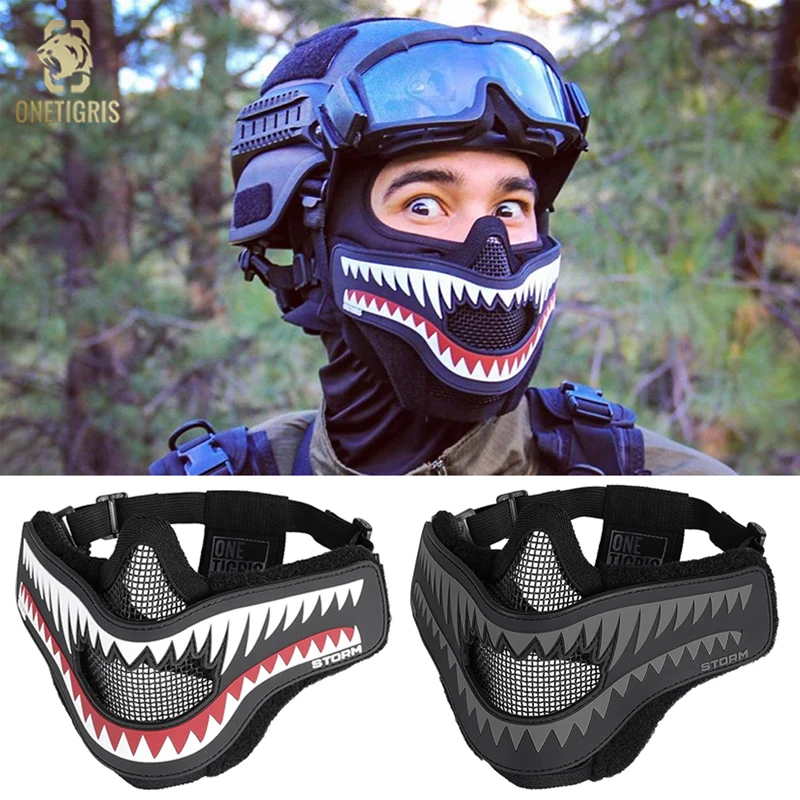 ONETIGRIS-Tactical-Foldable-Mesh-Mask-XStorm-Airsoft-Mask-Patch-Combo ...