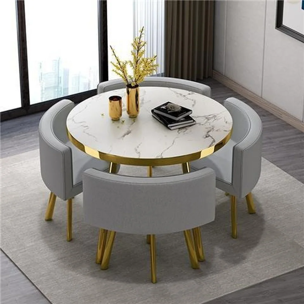Nordic-Marble-Round-80cm-Dining-Tables-Set-4-Chairs-Modern-Luxury-Wood ...