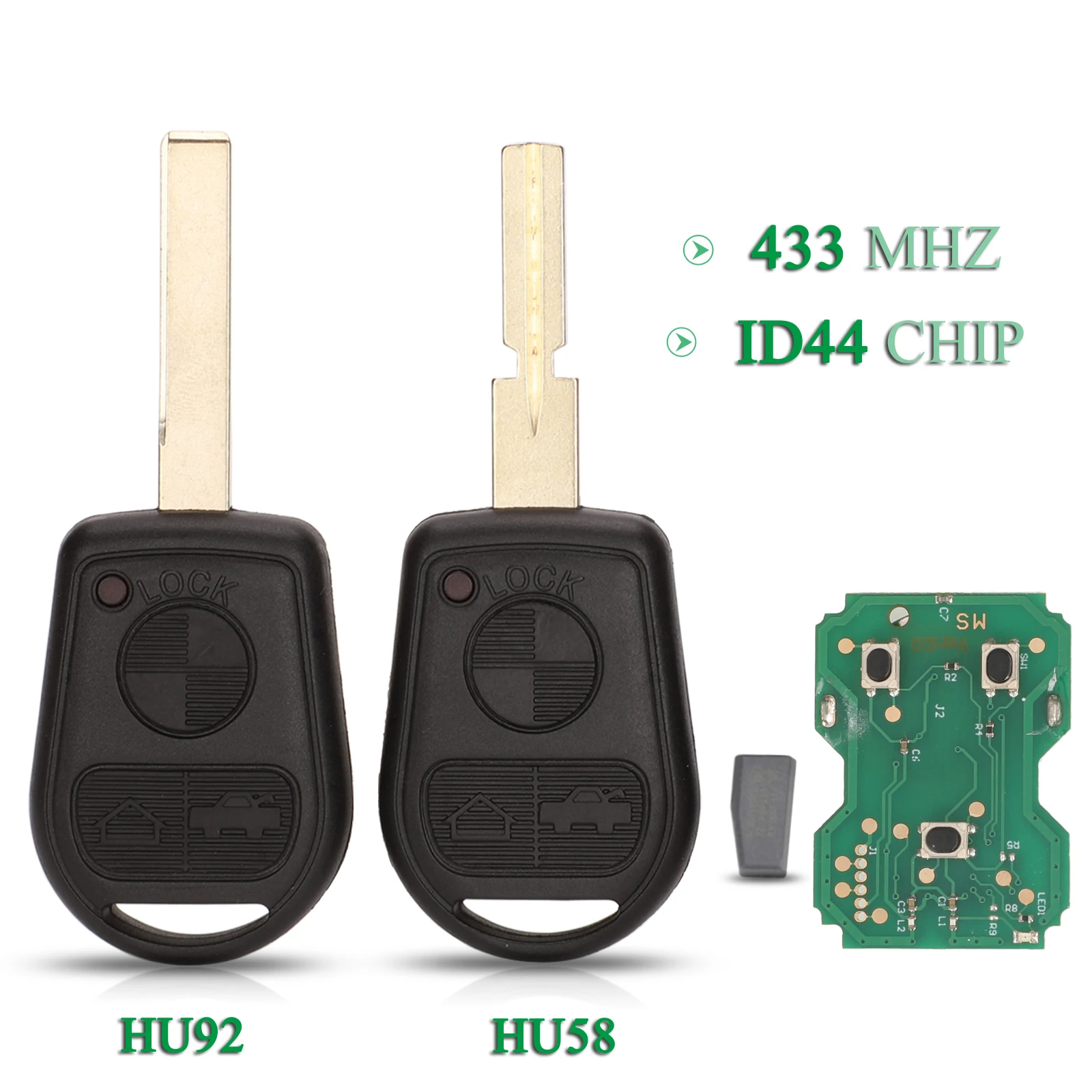 jingyuqin 3 Buttons 315/433Mhz ID44 Chip Remote Car Key For BMW Z3 E31 ...