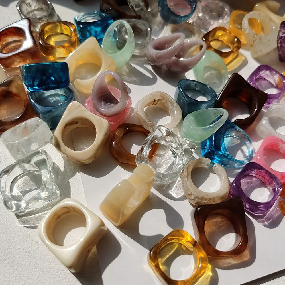 Acrylic Resin Jewelry Accessories | Acrylic Resin Rings Set | Aesthetic ...