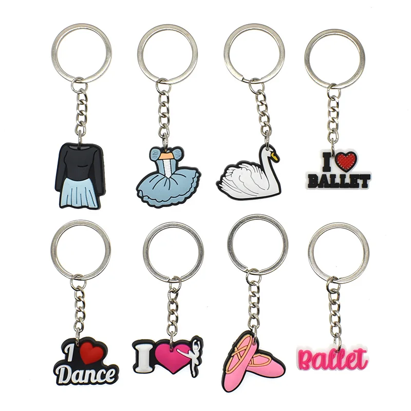1pcs Metal PVC Keychain I Love Dance Ballet Shoe Ballerina Key Ring ...