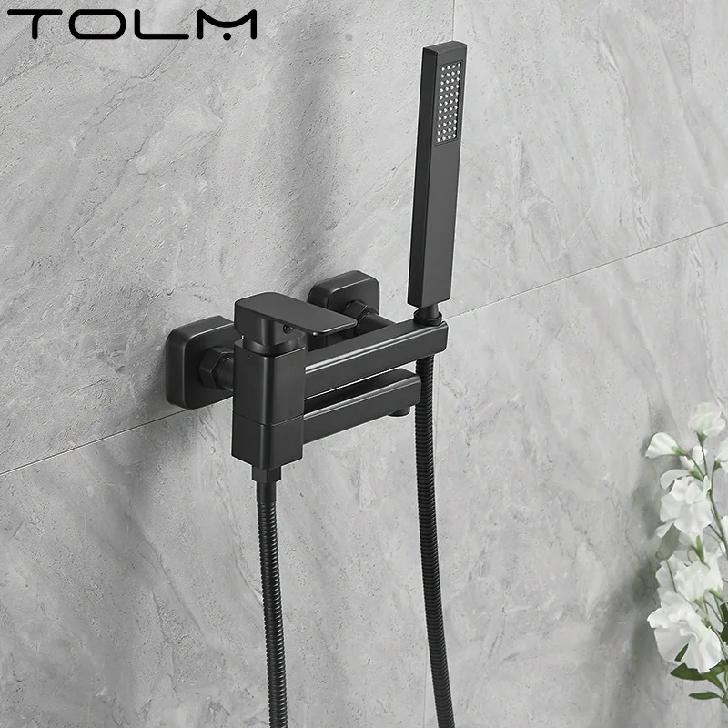 TOLM-Black-White-Hand-Shower-Sprinkler-Holder-Bathtub-Filling-Nozzle-Integrated-Double-Hole ...