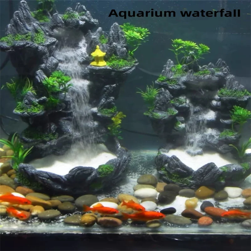 Aquarium-Quicksand-Waterfall-DIY-Simulation-Rockery-Package-Fish-Tank ...