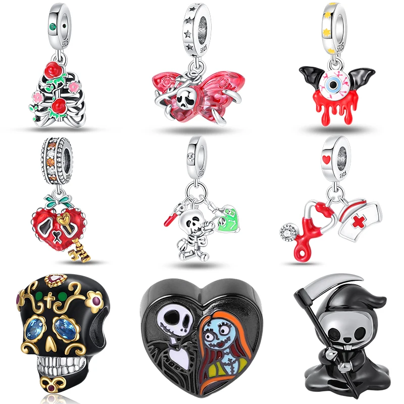 Halloween-Series-Beads-925-Sterling-Silver-Demon-Skull-Witches-Death ...