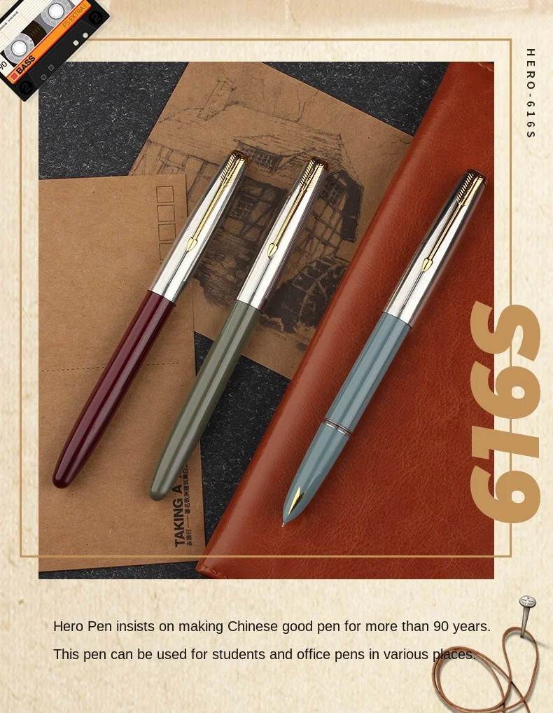 Герой Пен 616S Винтажная Металлическая Ручка Чернильная | AliExpress