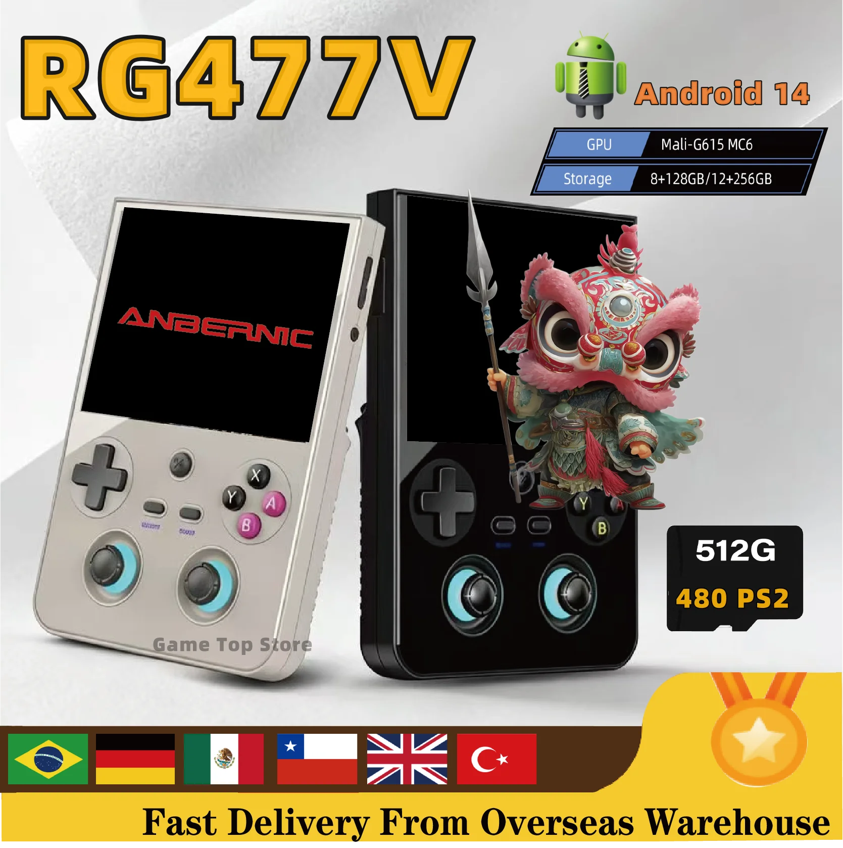 ANBERNIC RG477V Handheld Game Console 4.7" LTPS In-Cell Android 14 DSP ...