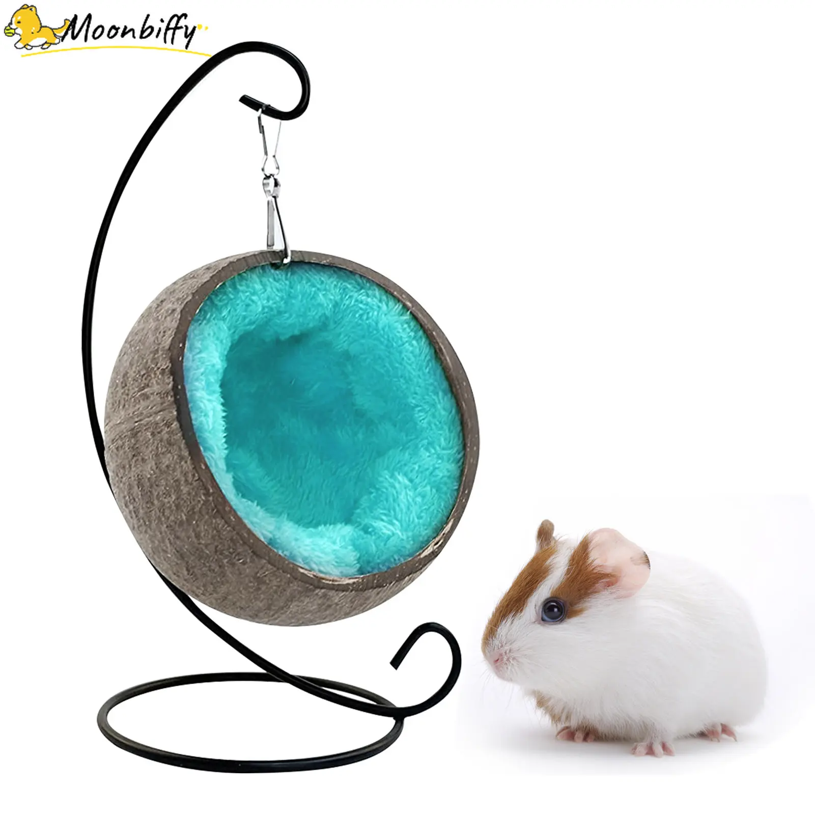 Natural Coconut Hamster Hideout Hammock with Cushion Suspension Coconut ...