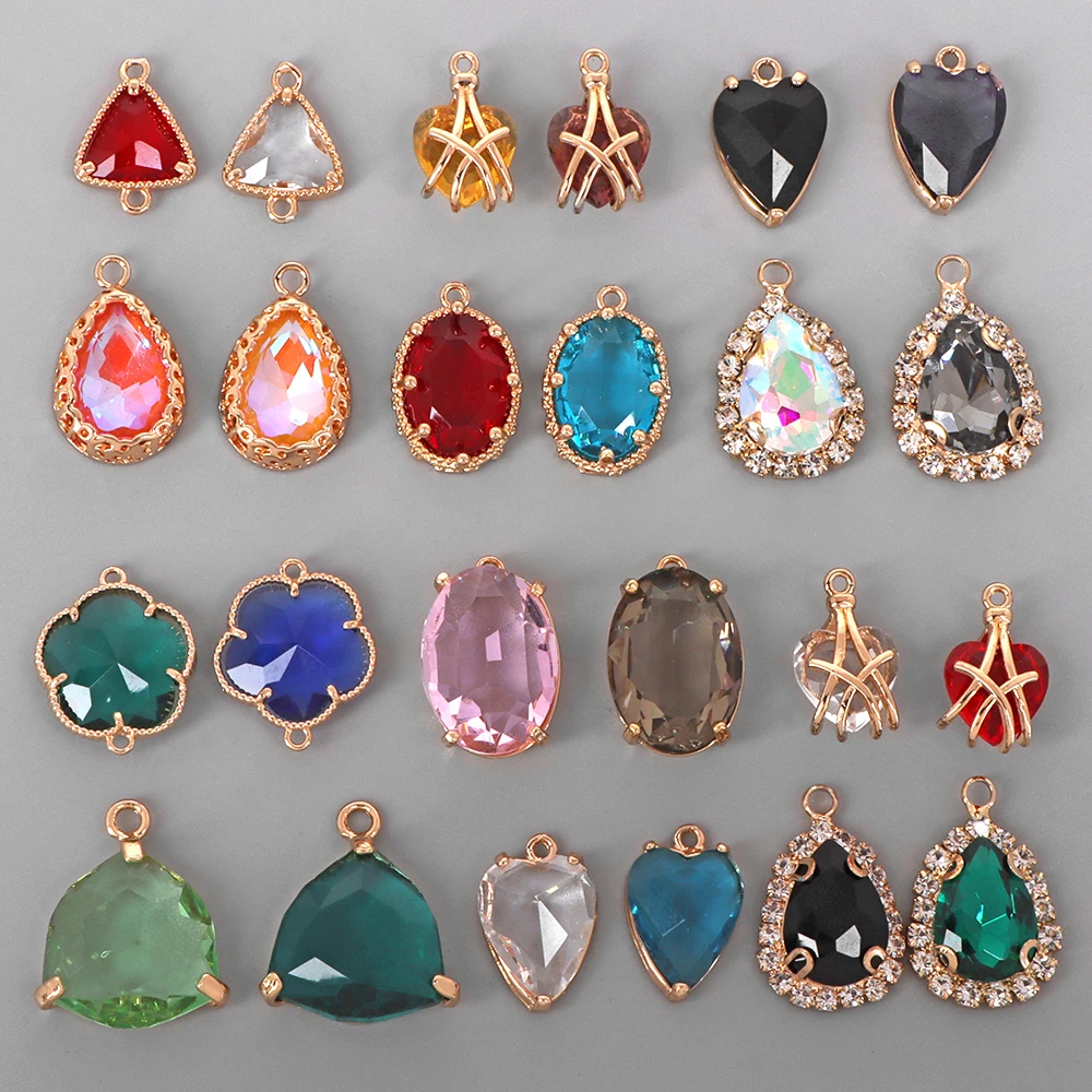 5PCS Wholesale Glass Crystal Pendants Colorful Faceted Geometric ...