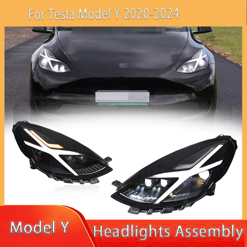 For Tesla Model 3 /Y 2021-2024 Headlight Assemblies Modified LED Front ...