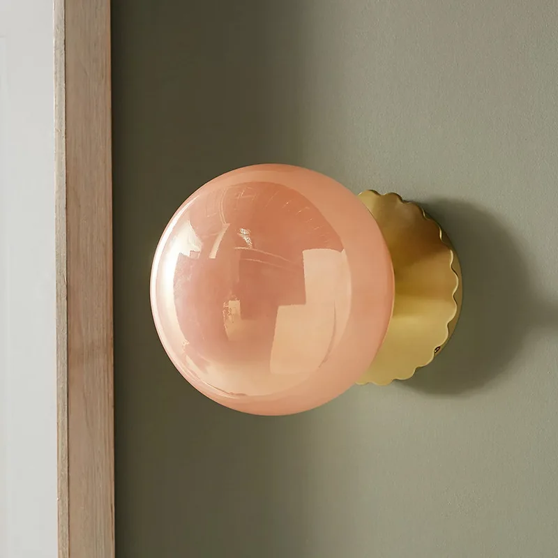 Retro-Glass-LED-Wall-Lamp-Nordic-Pink-Pearl-Wall-Sconce-Bedside-Decor ...