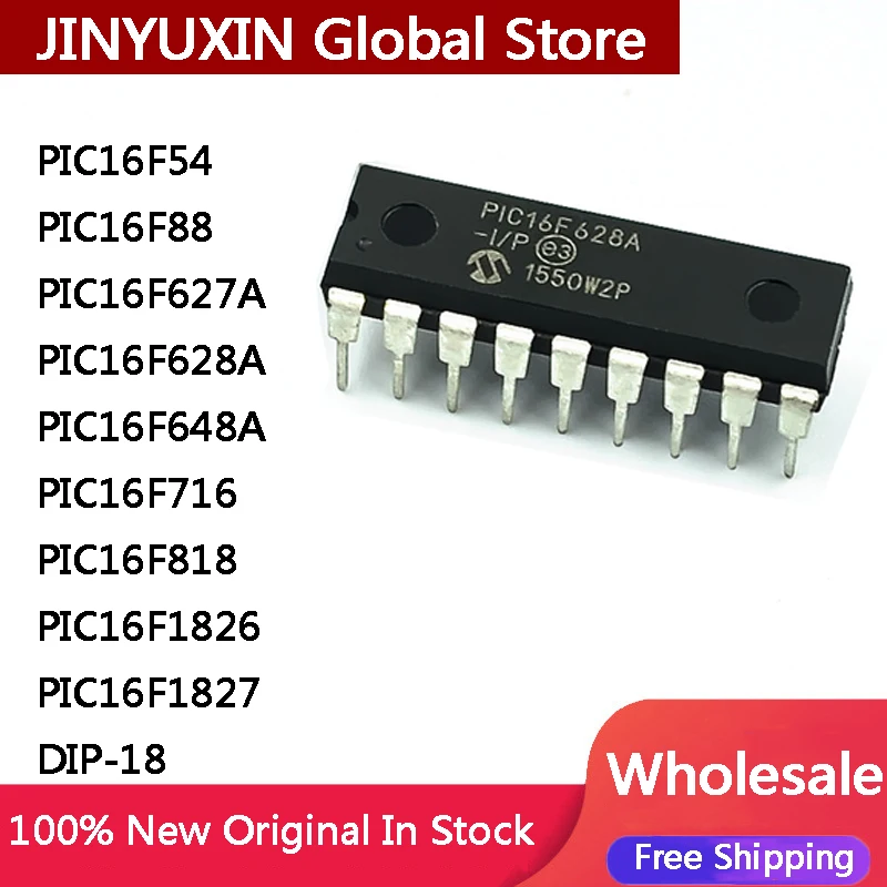 5Pcs PIC16F54 PIC16F88 PIC16F627A PIC16F628A PIC16F648A PIC16F716 PIC16F818 PIC16F1826 ...
