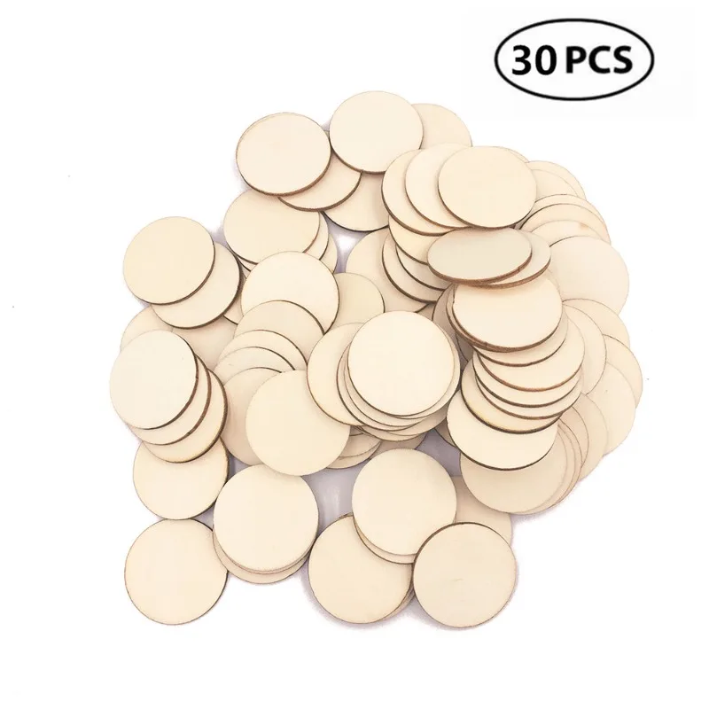 30pcs-40mm-Wood-Circles-for-Crafts-Unfinished-Blank-Wooden-Rounds-Slice ...