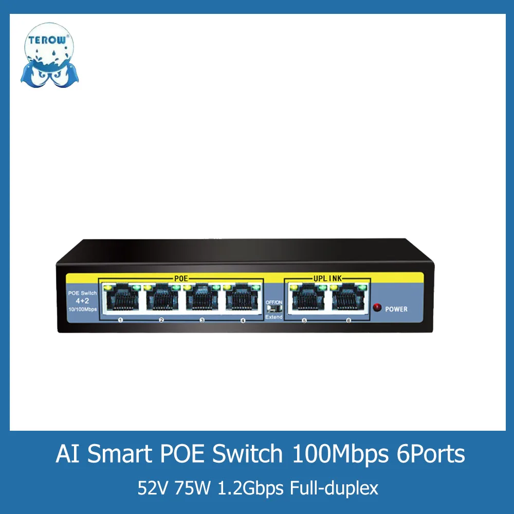 TEROW-POE-Switch-6-Ports-100Mbps-Ethernet-Switch-Smart-Network-Switch ...