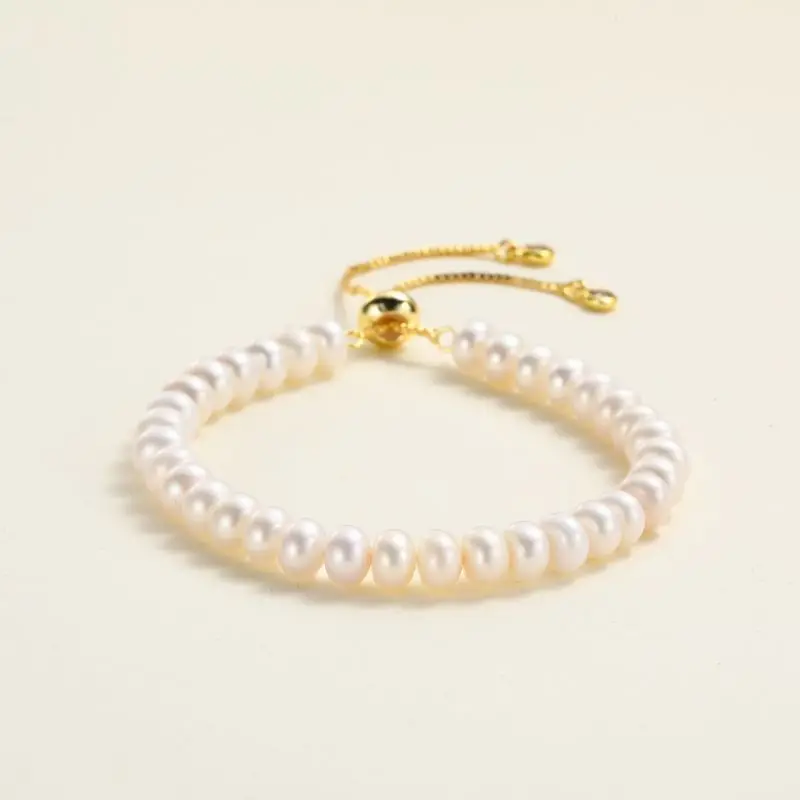 HENGSHENG-Copper-Chain-Natural-Freshwater-White-Pearl-Bracelet-Bread ...