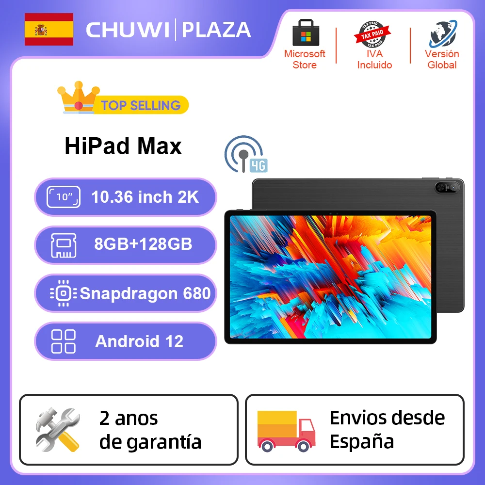 CHUWI-Tablet-Android-12-HiPad-Max-10-36-Tela-2K-Snapdragon-680-Octa ...