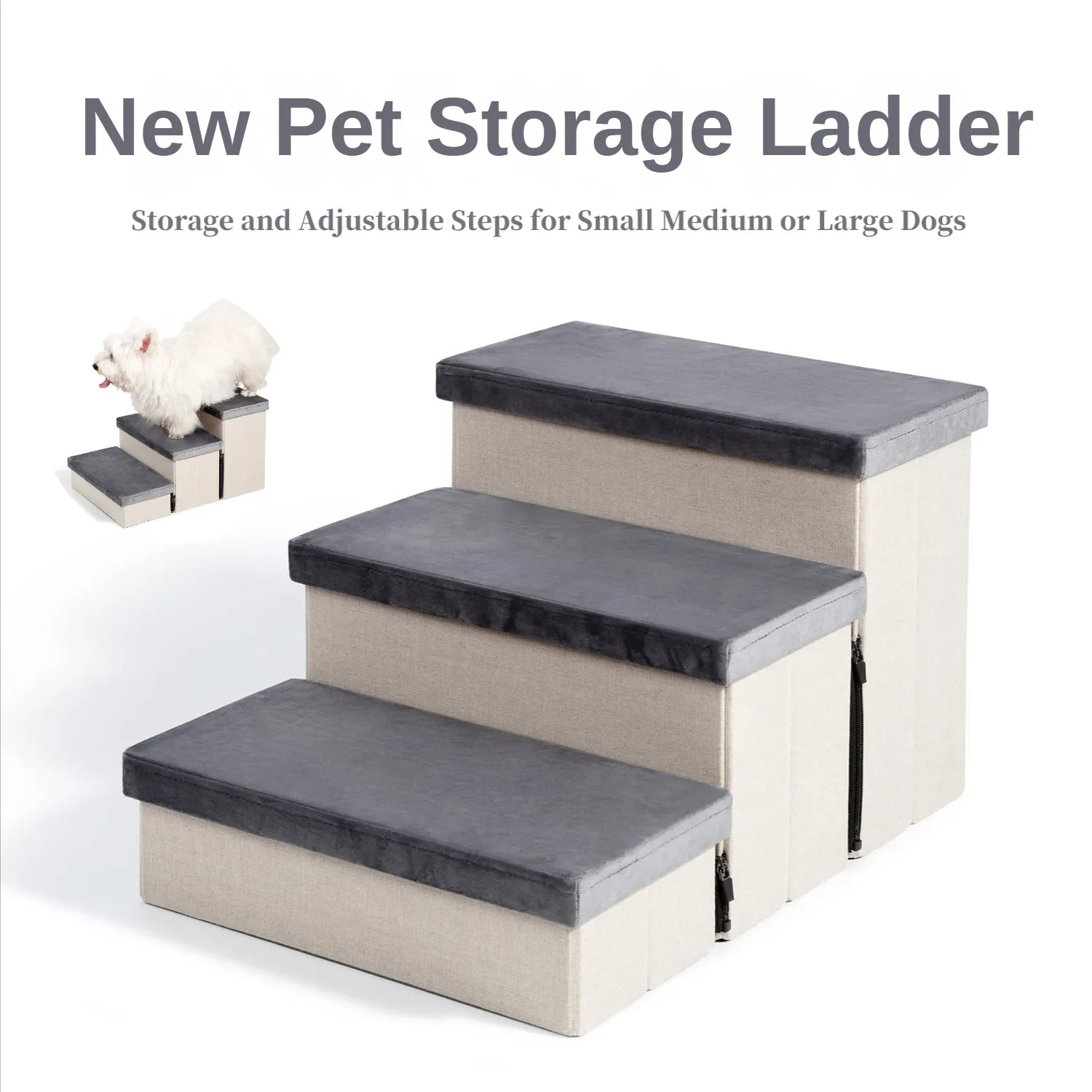 Pet Stage Ladder Small Medium Large Dog Ladder 3-stage Foldable Dogs ...