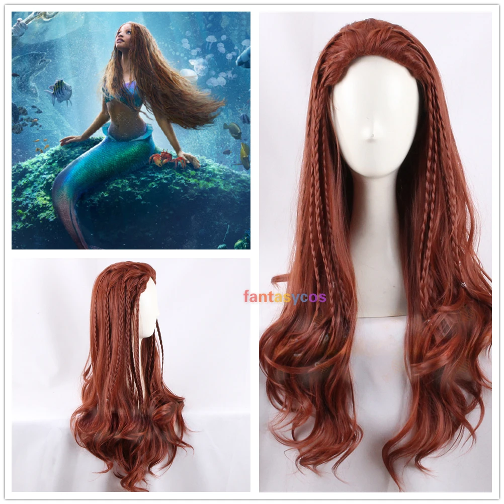 Movie-Little-Mermaid-Ariel-Cosplay-Wigs-75cm-Women-Long-Curly-Brown-Red ...